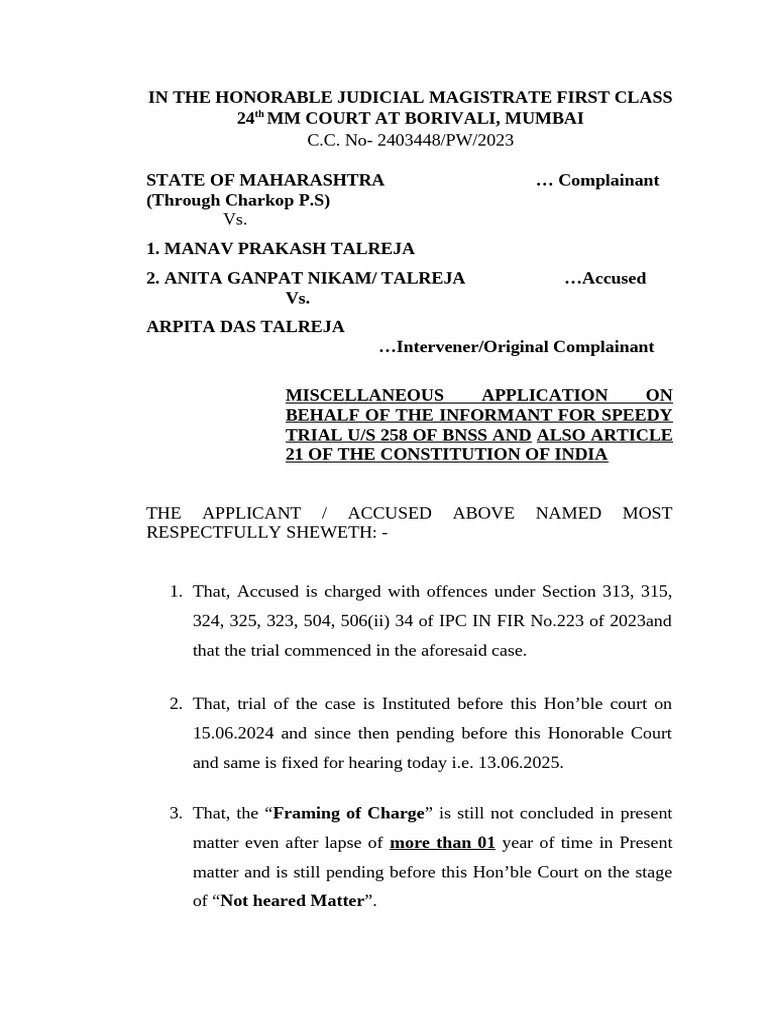 Arpita - Vakalatnama Intervene App | PDF | Intervention (Law) | Criminal Law