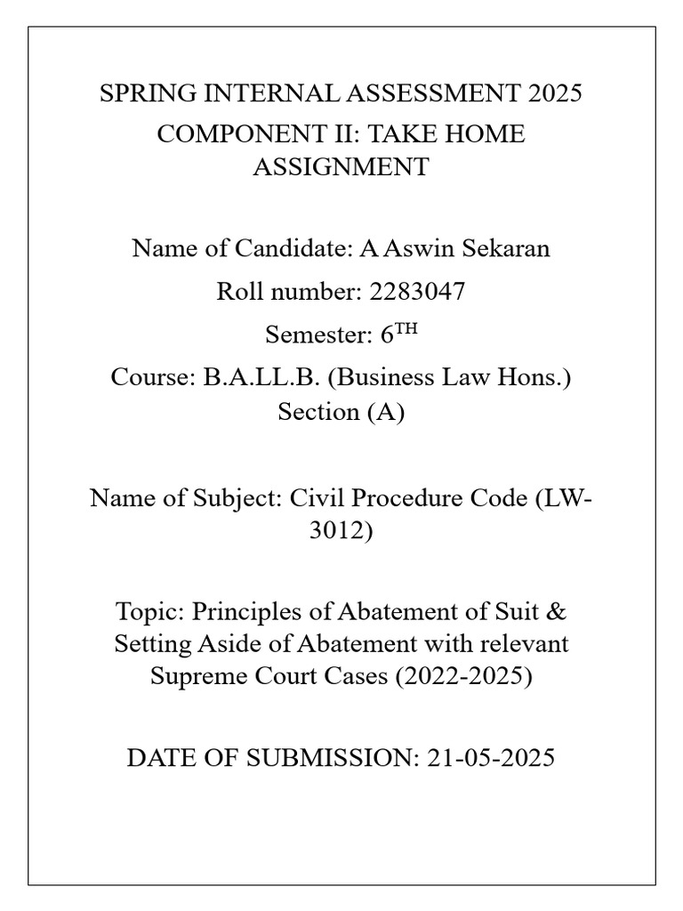 Abatement of Suit: Principles & Case Law | PDF | Lawsuit | Appeal