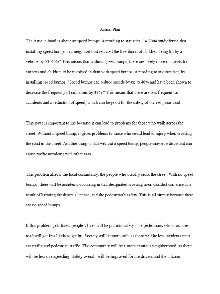 S277-Sara Angeline Raza - Action Plan | PDF | Traffic Collision | Traffic