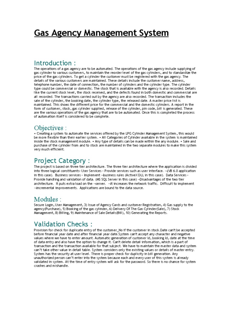 Gas Agency Management System | Download Free PDF | Databases | Information Technology Management