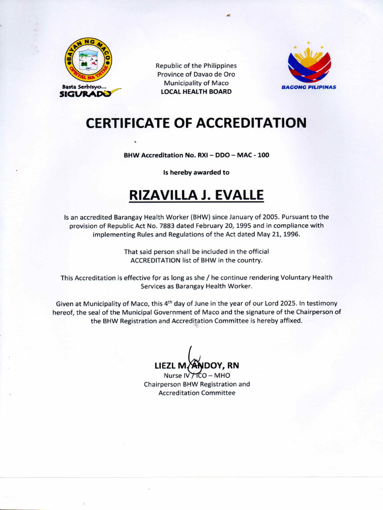 Accreditation - Evalle | PDF