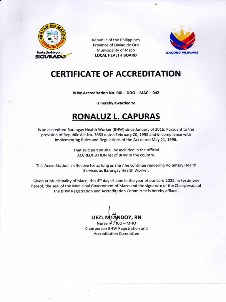 Accreditation - Capuras | PDF