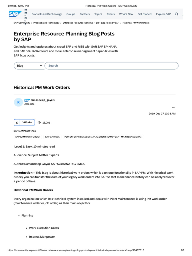 Historical PM Work Orders - SAP Community | PDF
