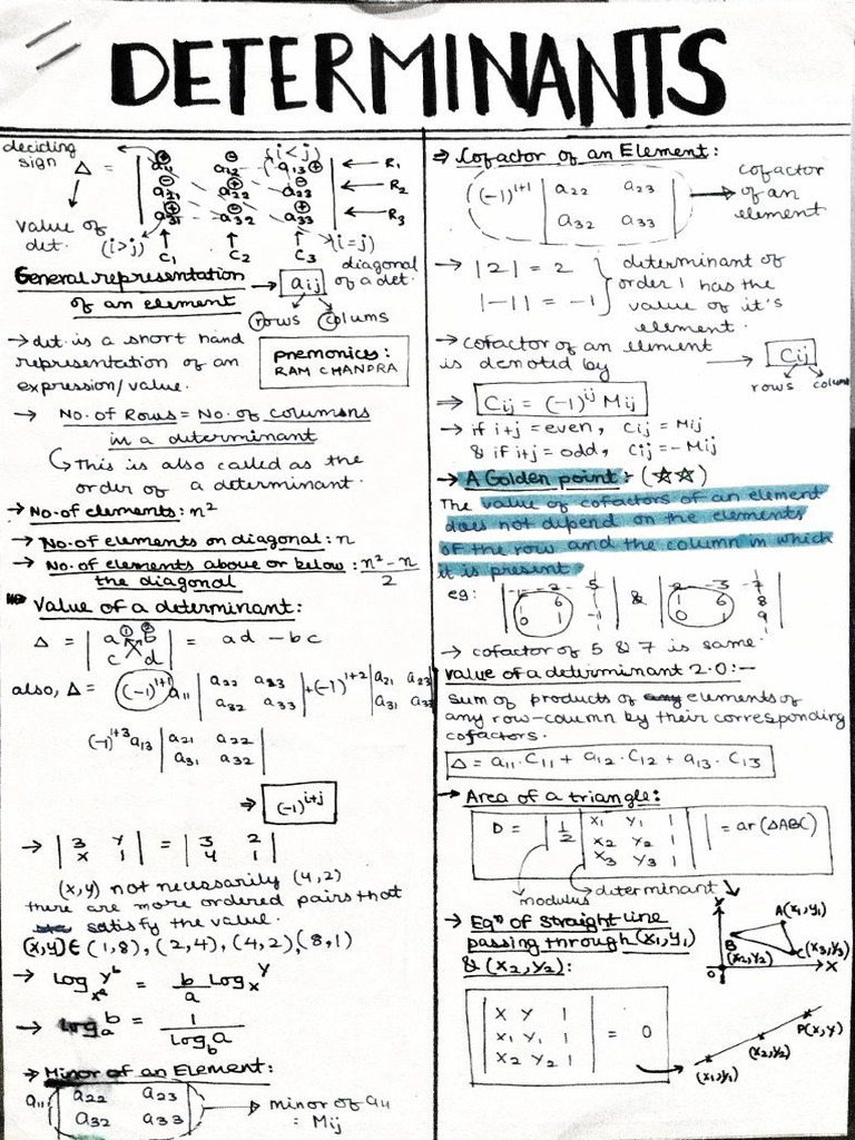 Determinants Short Notes 23-May-2025 15-40-05 | PDF