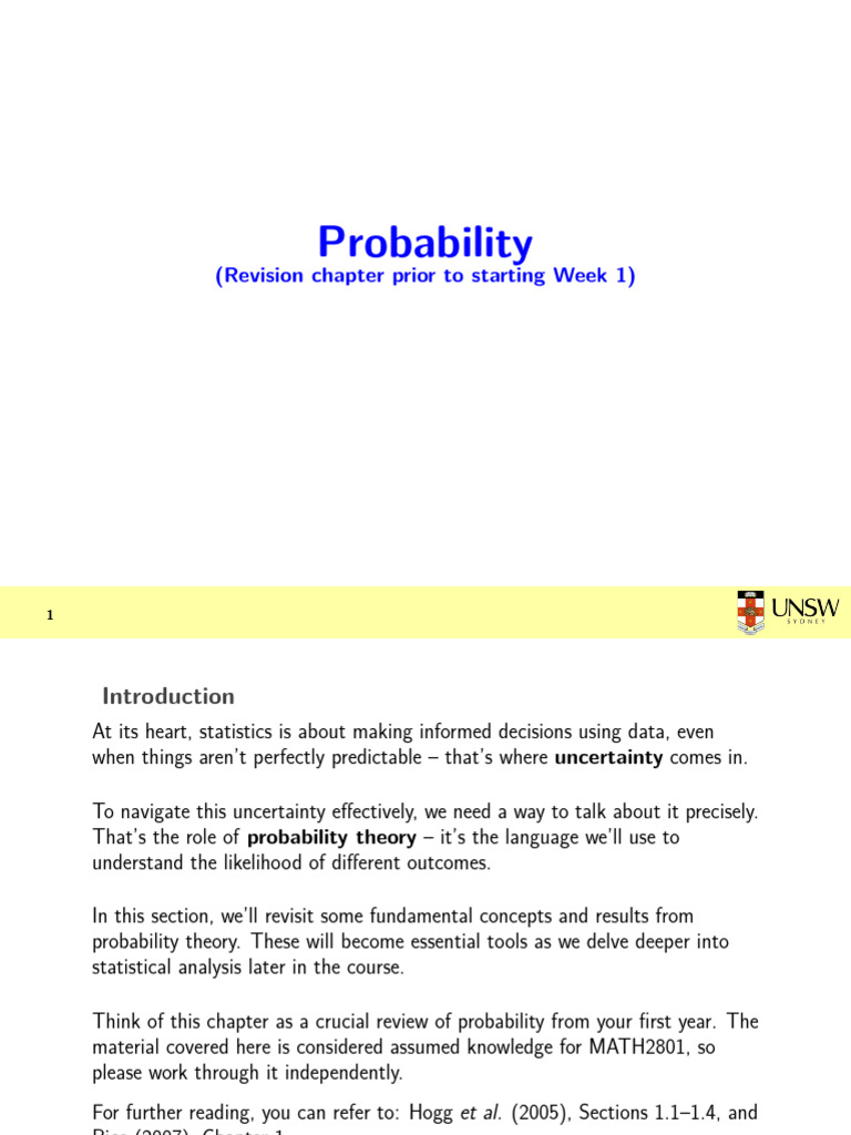 Probability Theory Fundamentals Review | PDF | Probability Theory ...