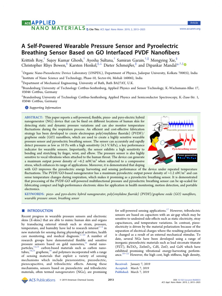 A Self-Powered Wearable Pressure Sensor and Pyroelectric | PDF ...