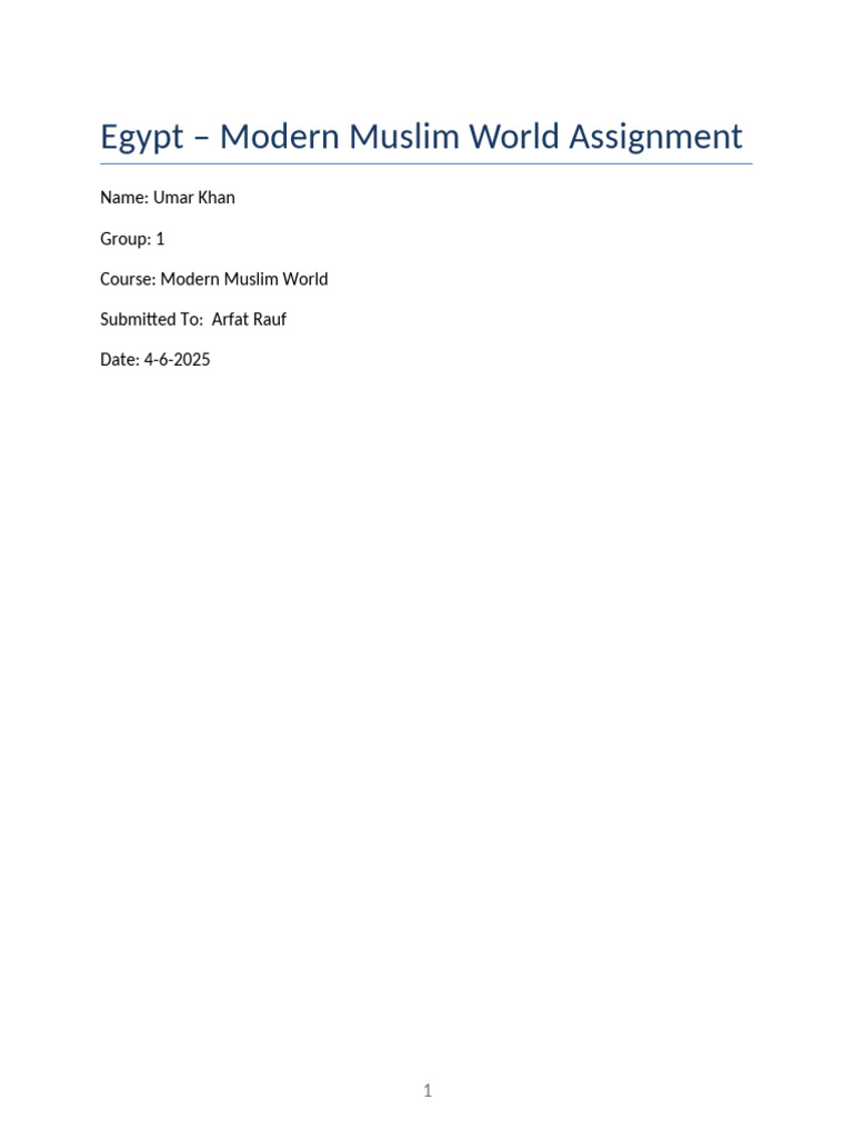 Egypt Modern Muslim World Assignment Simple Expanded | PDF | Cost Of ...