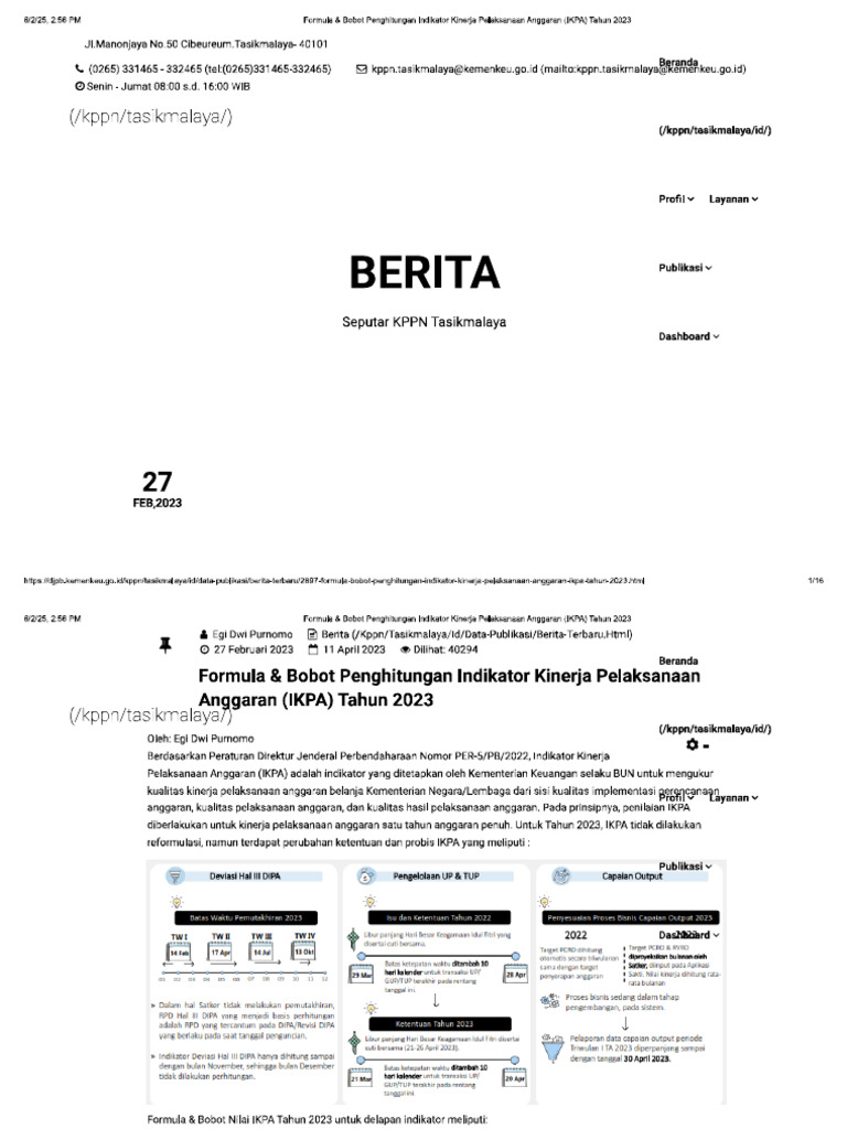 Formula & Bobot Penghitungan Indikator | PDF
