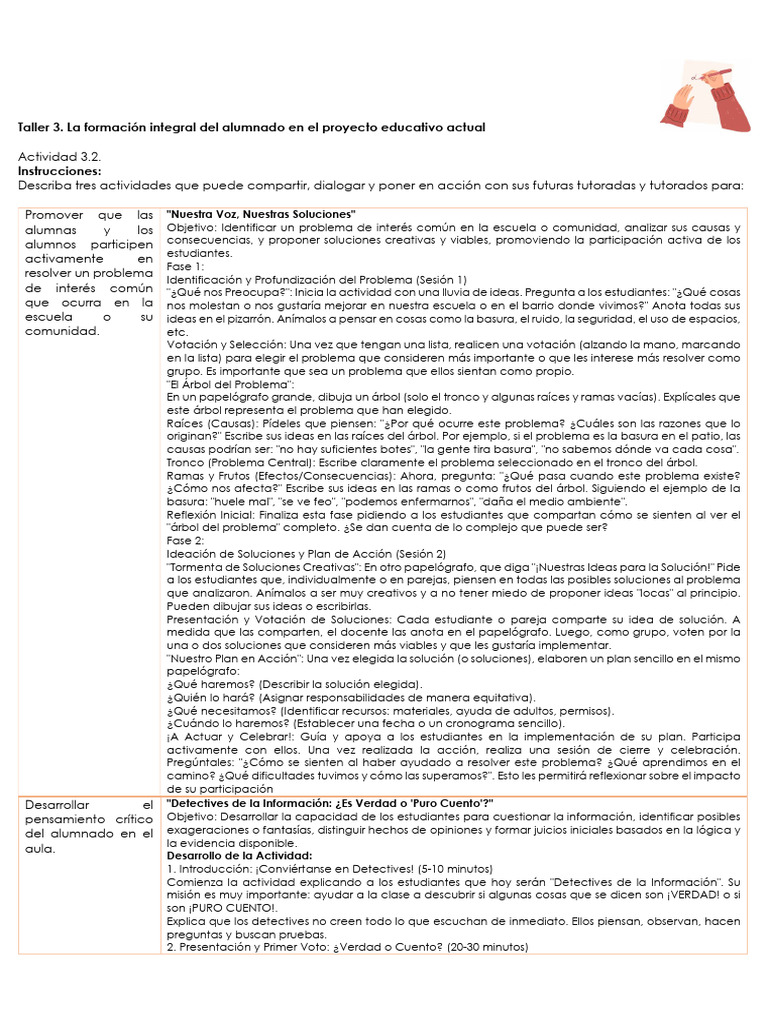 Actividades para la Participación Estudiantil | PDF | Verdad | Pensamiento