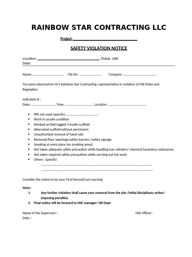 HSEv Violation Notice | PDF