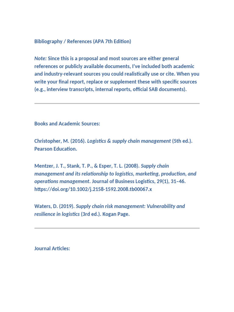 Chapter 2 Literature Review SAB | PDF | Logistics | Supply Chain