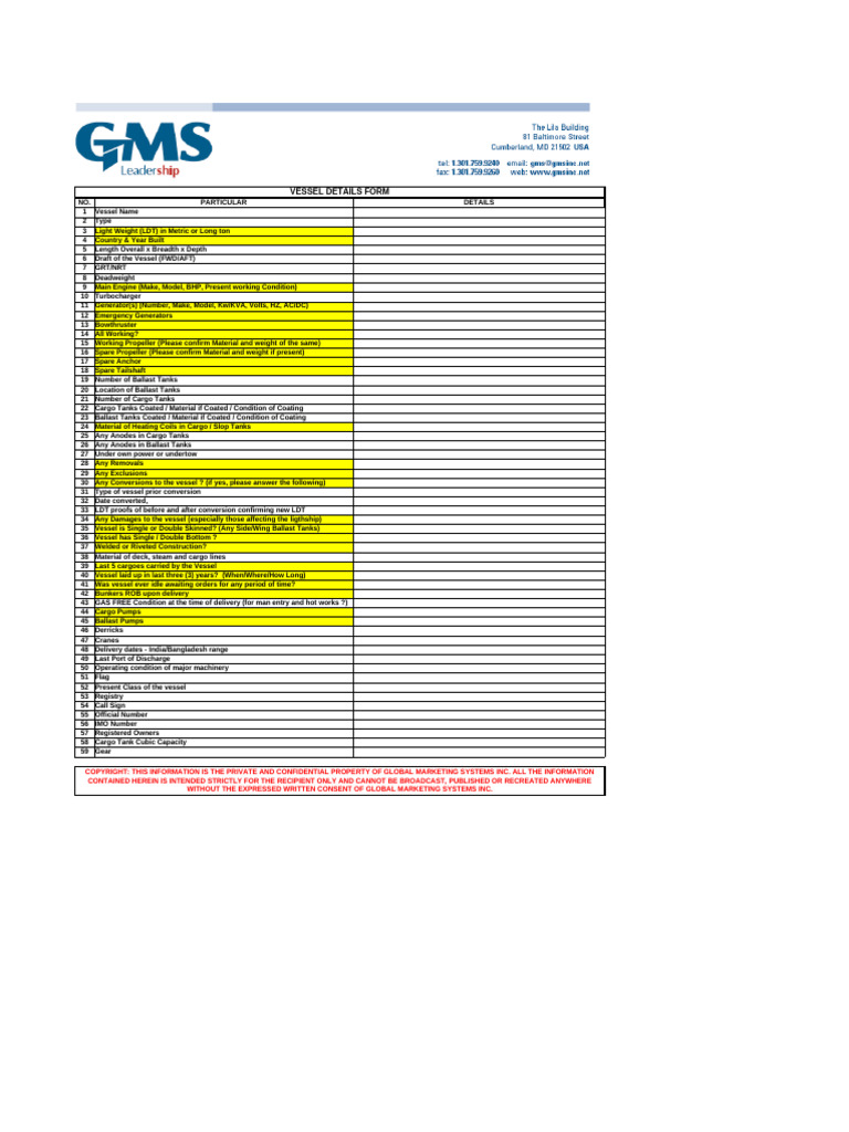 Vessel Details Form - Tanker | PDF | Oil Tanker | Water Transport
