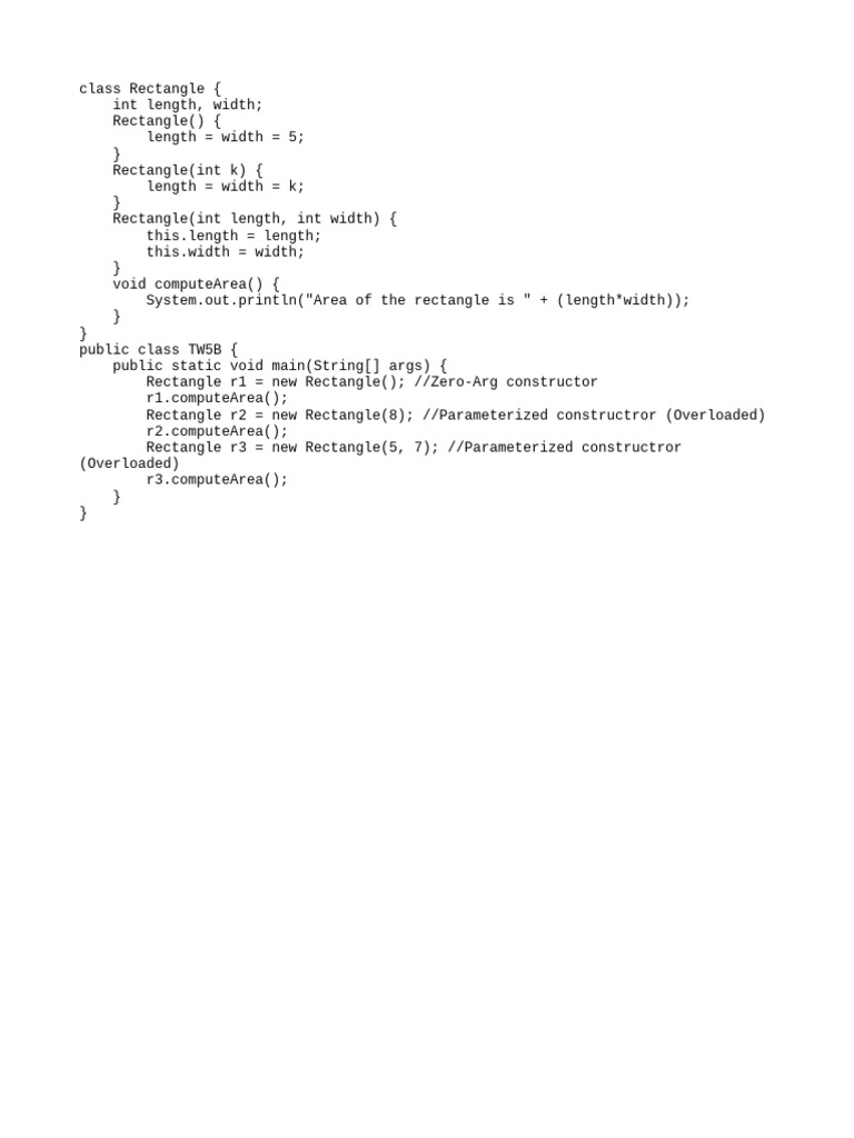 Java Rectangle Class with Constructors | PDF