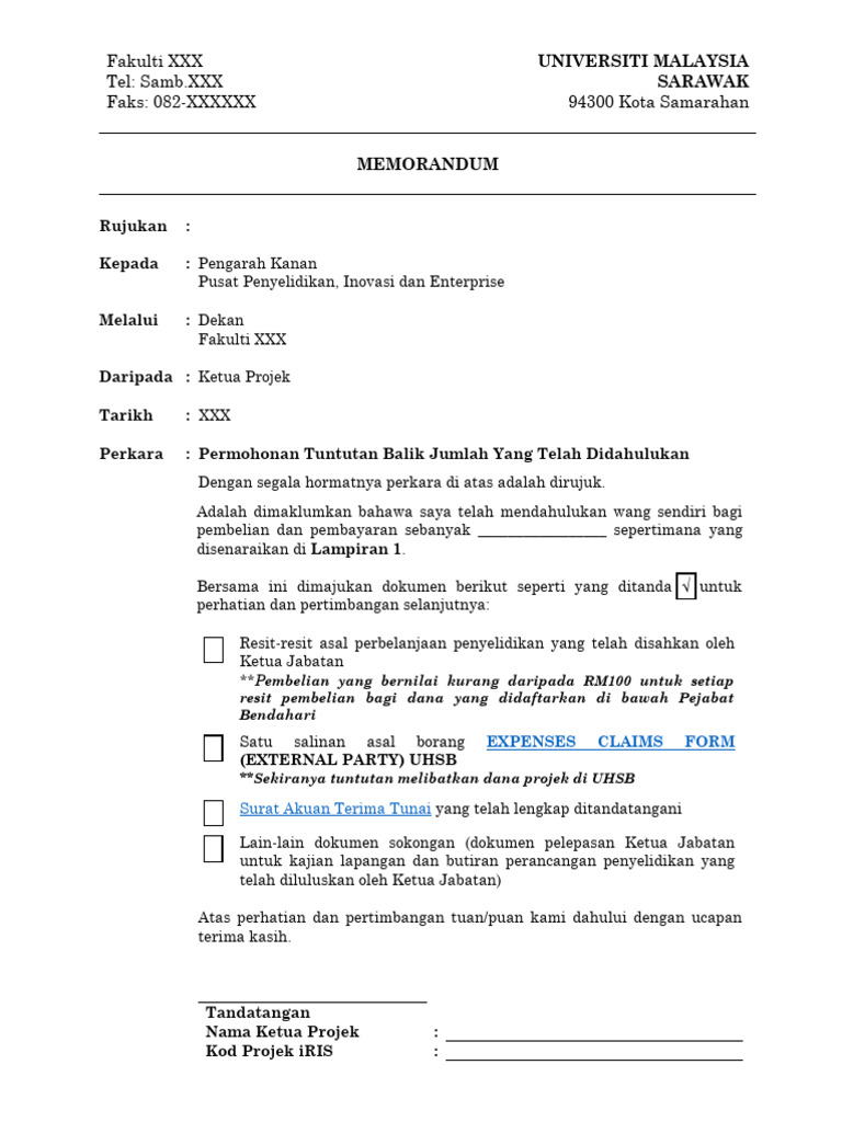 Template Permohonan Tuntutan Bayaran Balik Jumlah Yang Telah ...