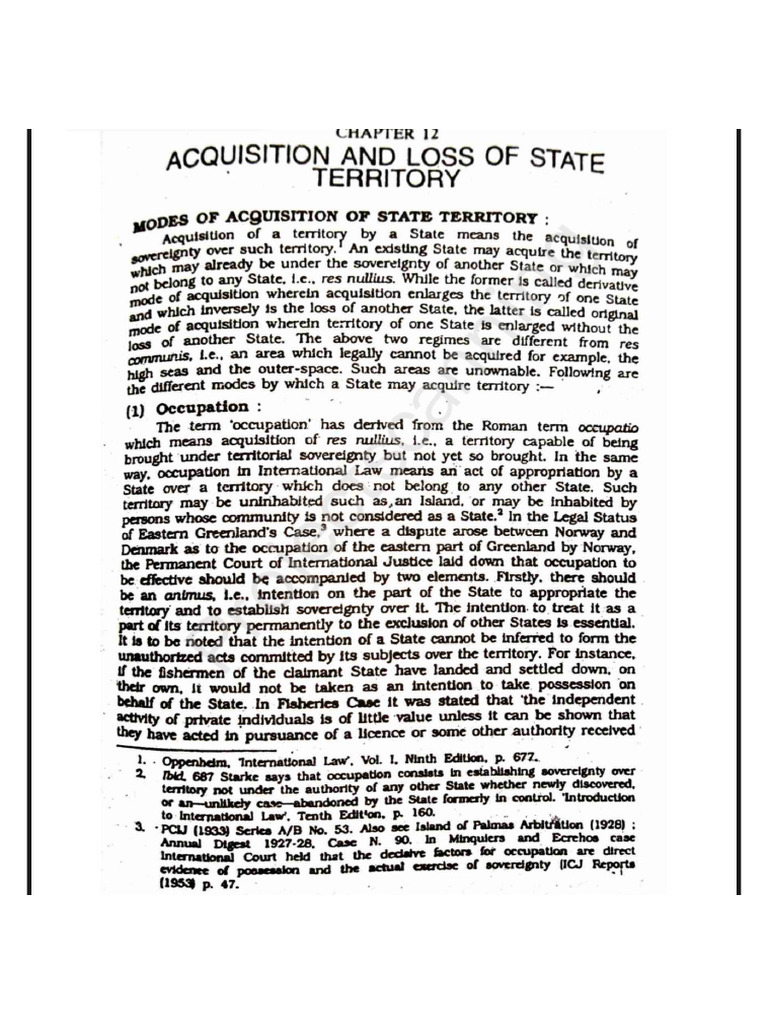 Chapter 12 - Acquisition and Loss of State Territory | PDF