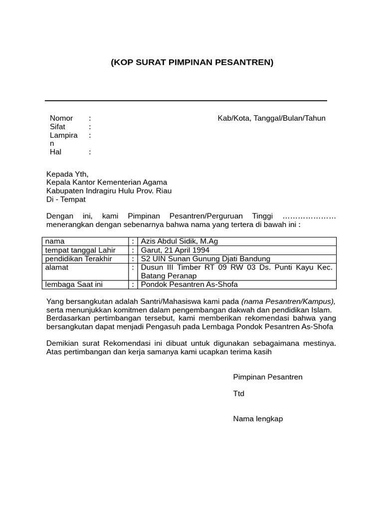 Rekomendasi - Pesantren Isian | PDF