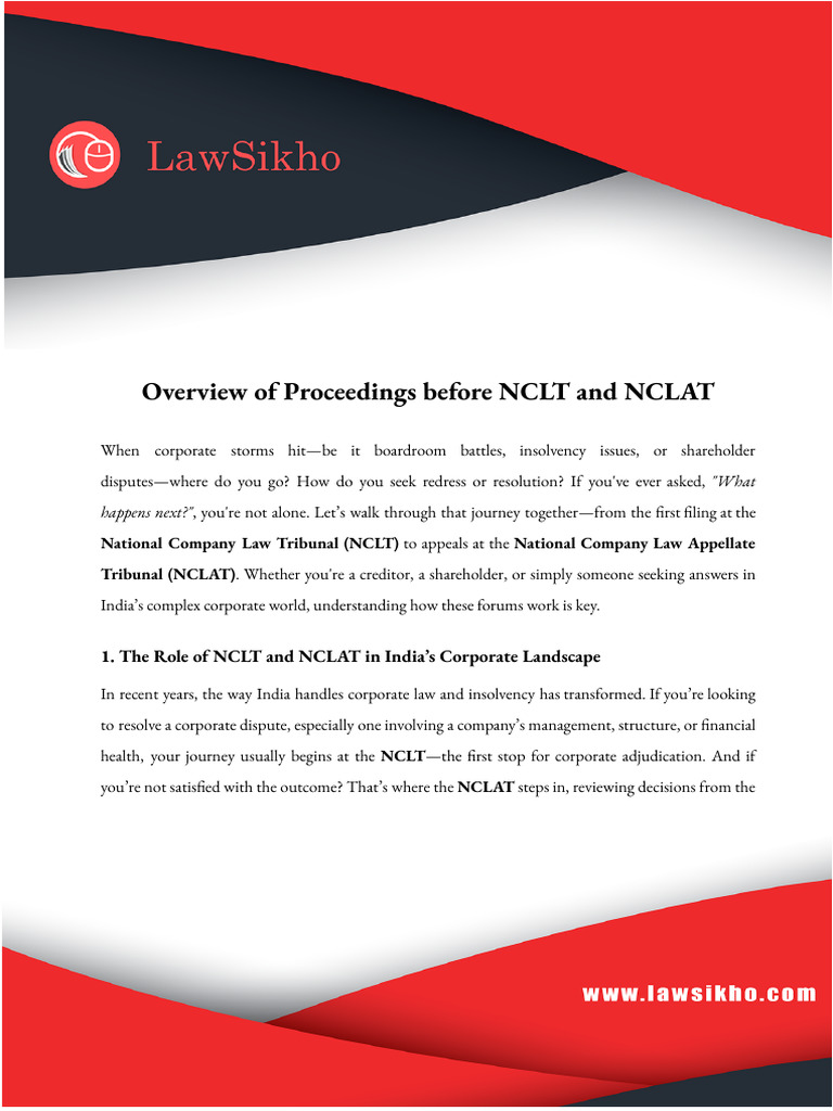 NCLT and NCLAT: Key Processes Explained | PDF | Liquidation | Appeal