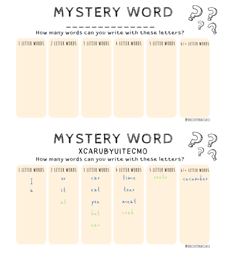 Mystery Word Game Template | PDF