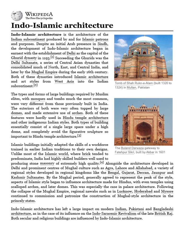 Indo-Islamic Architecture in India | PDF | Architectural Styles ...