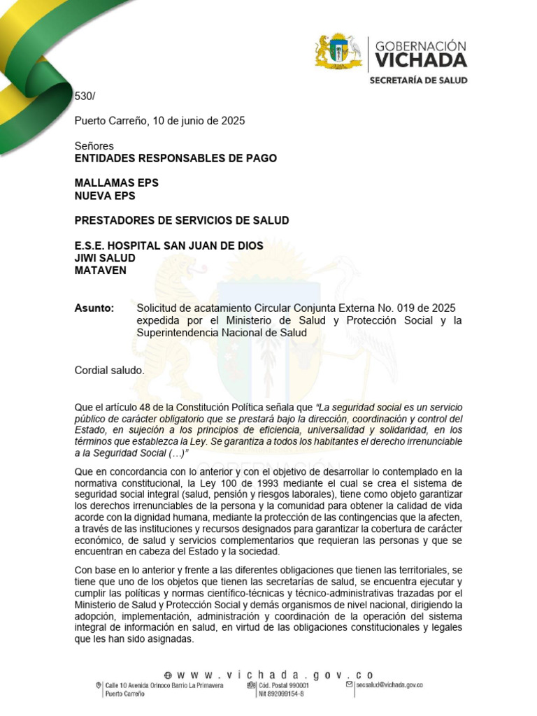 Solicitud de Acatamiento Circular Conjunta Externa No. 019 de 2025 | PDF | Politica social