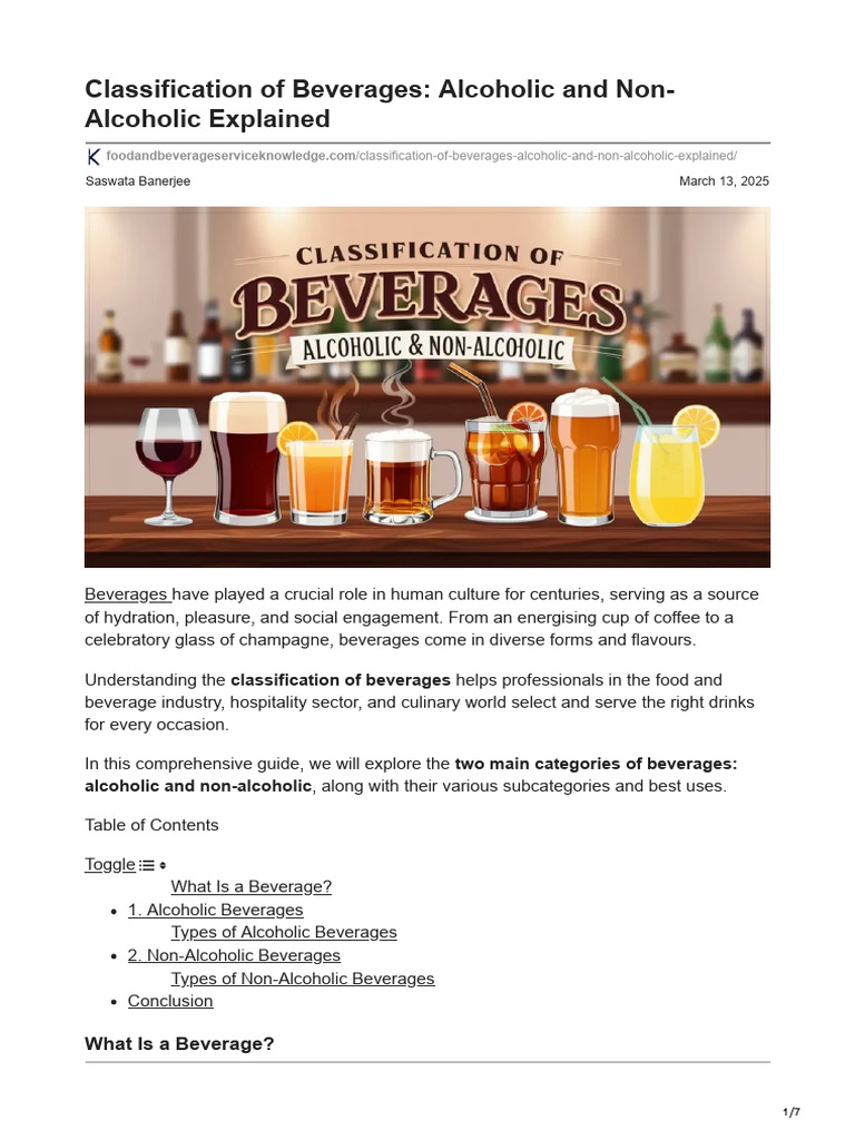Beverage Classification: Alcoholic vs Non-Alcoholic | PDF | Drink ...