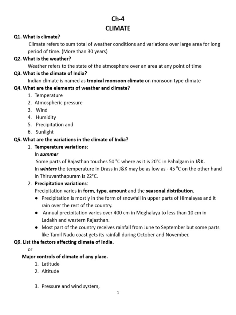 Resource 20241024092559 9 ch-4 Climate N | PDF | Monsoon | Rain