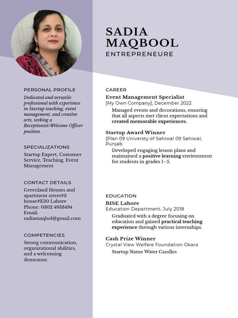 Sadia Maqbool CV | PDF
