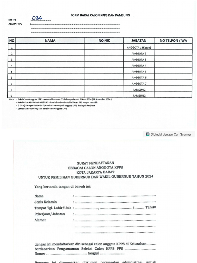 Formulir KPPS Pilkada 2024 | PDF