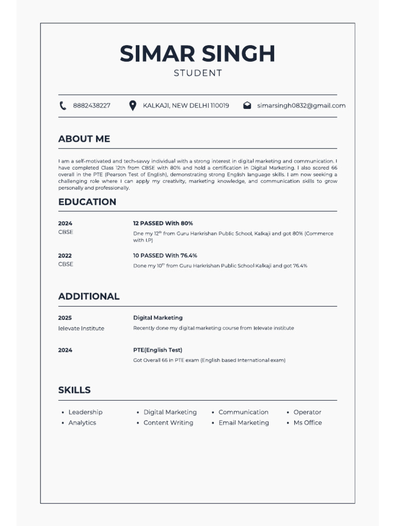 Resume Simar Singh | PDF