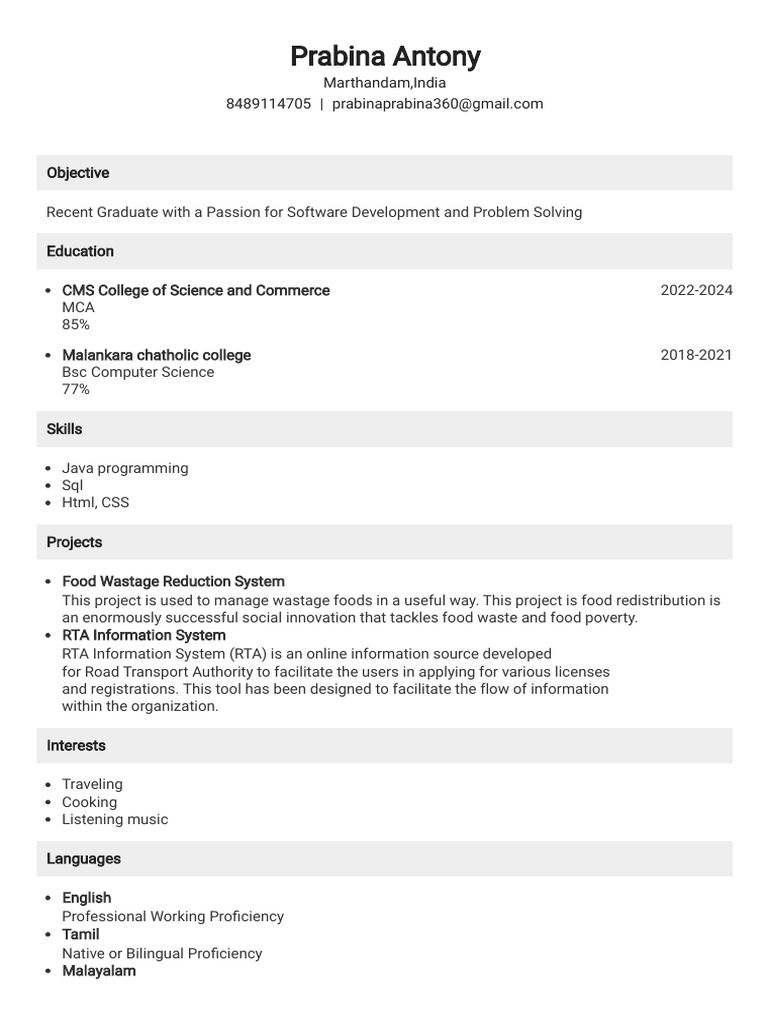 Prabina Resume 1 | PDF