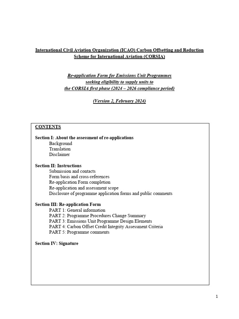 CORSIA Re-application Form 2024-2026 | PDF | Quality Management System ...
