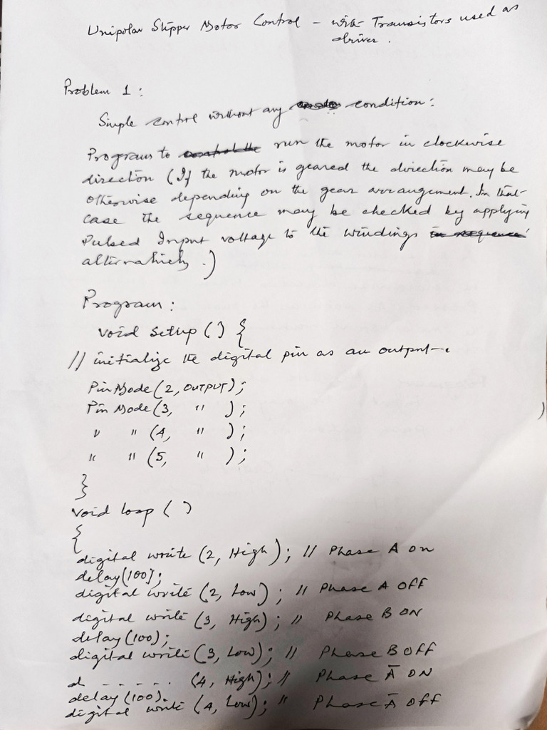 Unipolar Stepper Motor Control Using Transistor Driver | PDF