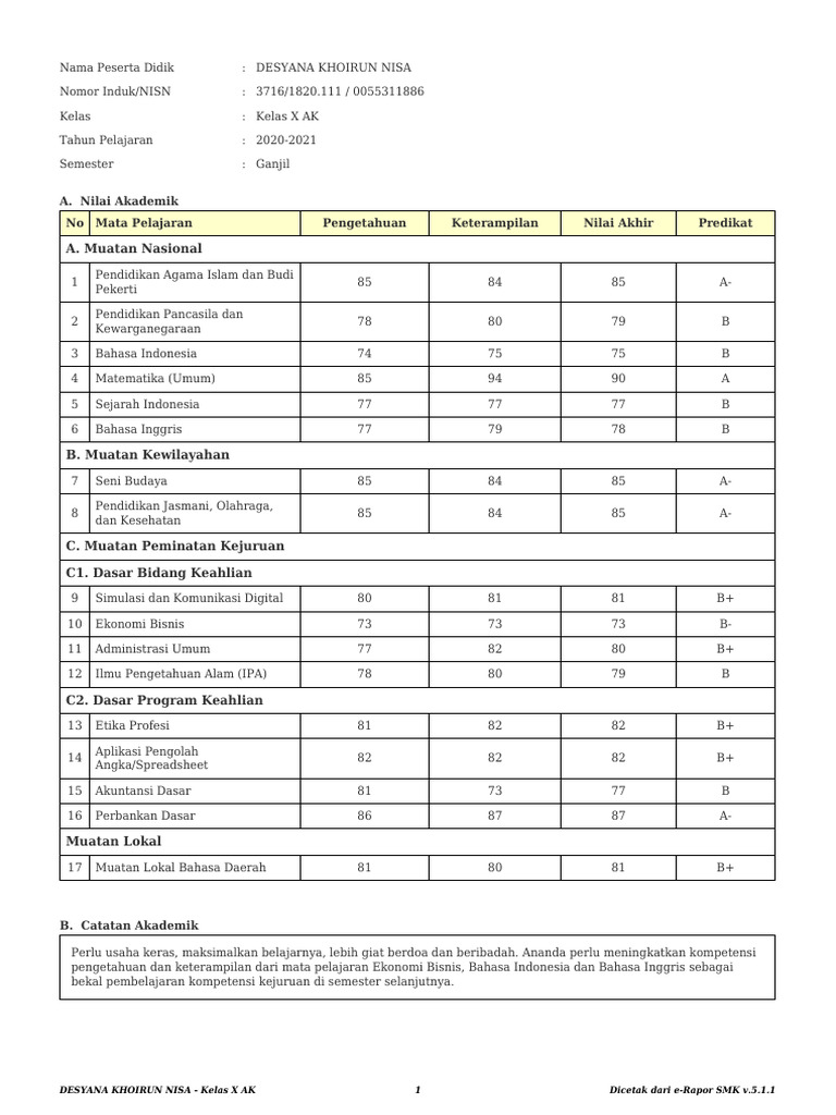 DESYANA KHOIRUN NISA - Kelas X AK-NILAI | PDF