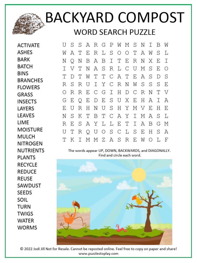 Backyard Compost Word Search Puzzle File | PDF