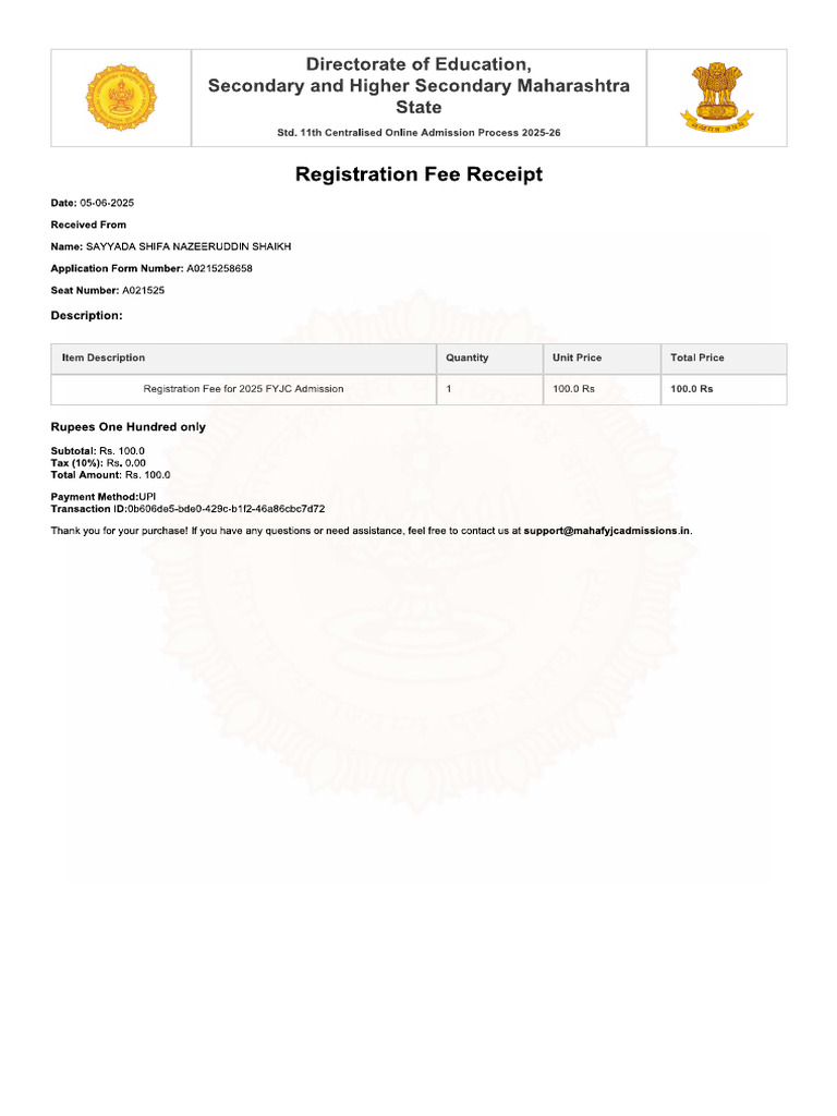 Fee Receipt | PDF