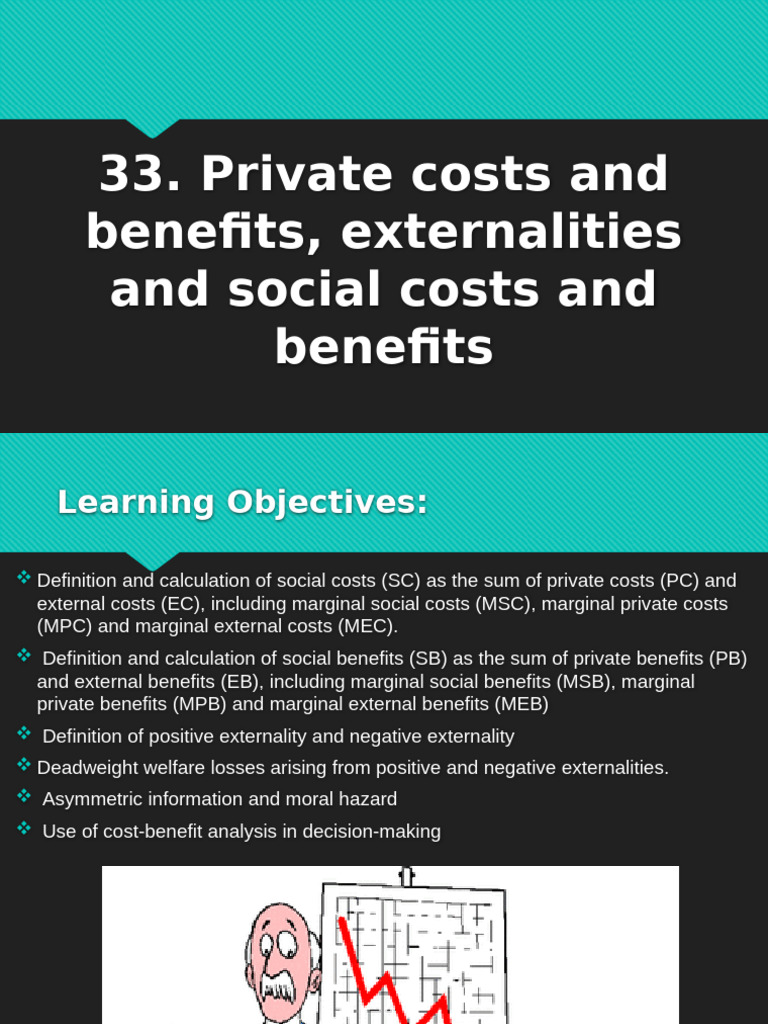 33 Private Costs and Benefits, Externalities and Social Costs and ...