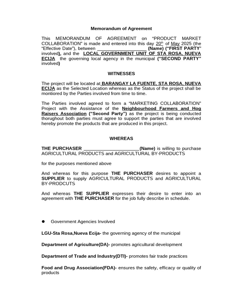 Agmt Lab-B BSA 2-1 - Reyes, James Waldo B. (Memorandum of Agreement) | PDF