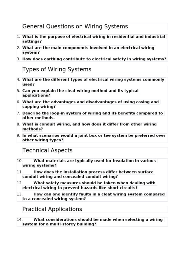 Wiring Systems: Key Questions Answered | PDF | Electrical Wiring ...