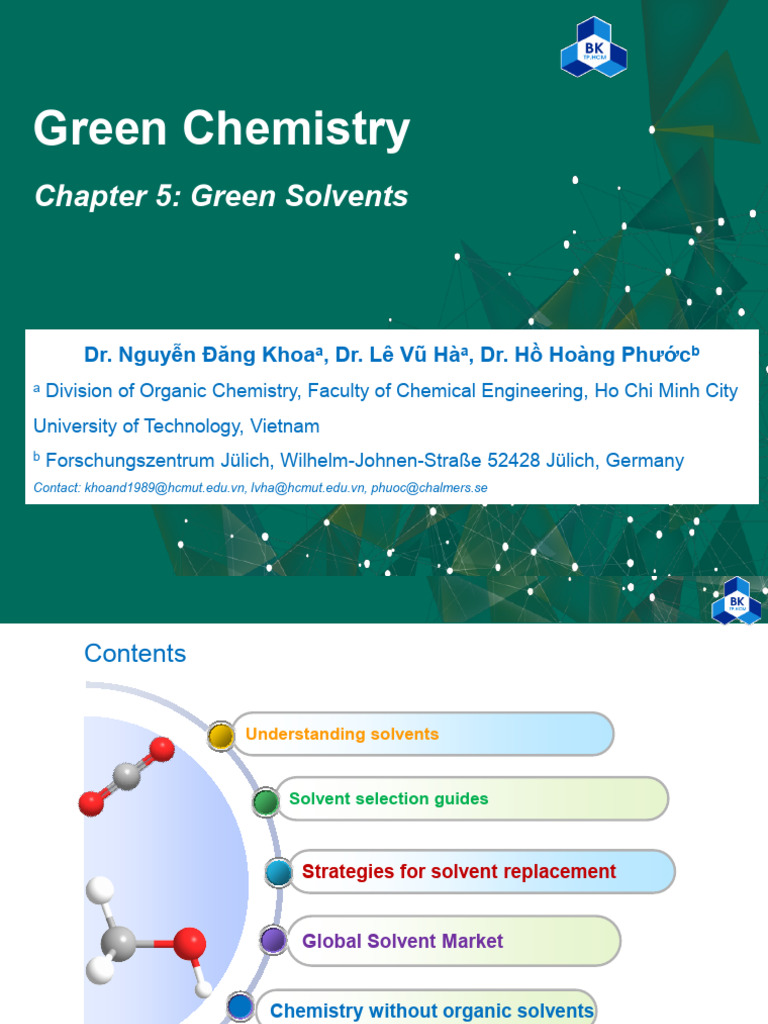 Green Solvents in Chemistry Explained | PDF | Supercritical Fluid | Solvent