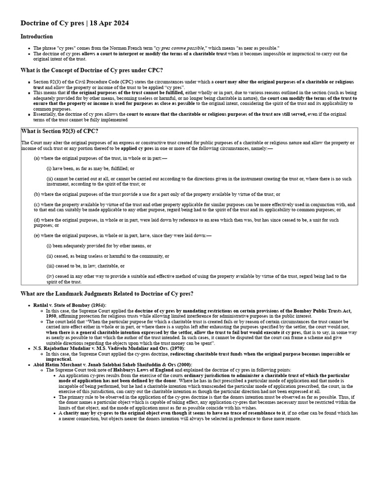 Doctrine of Cy Pres Print 2 | PDF | Common Law | Justice