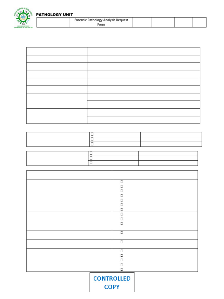 Forensic Pathology Analysis Request Form | PDF | Pathology | Stroke