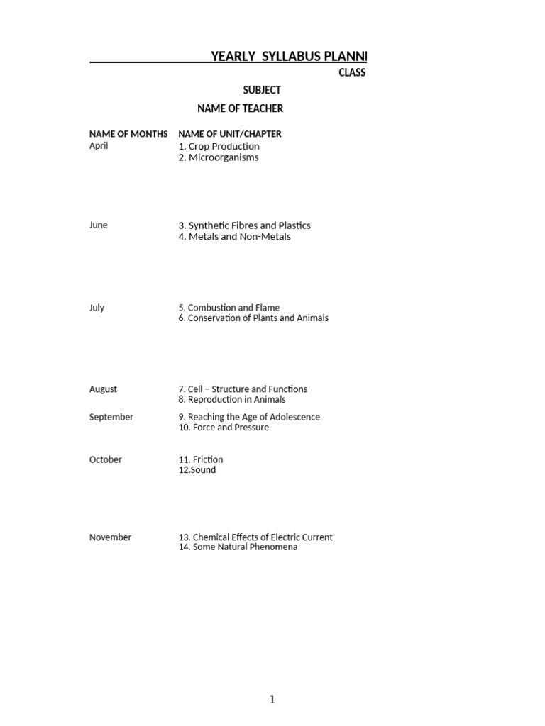 Yearly Syllabus Planner Grade 8 Science | PDF | Agriculture | Combustion