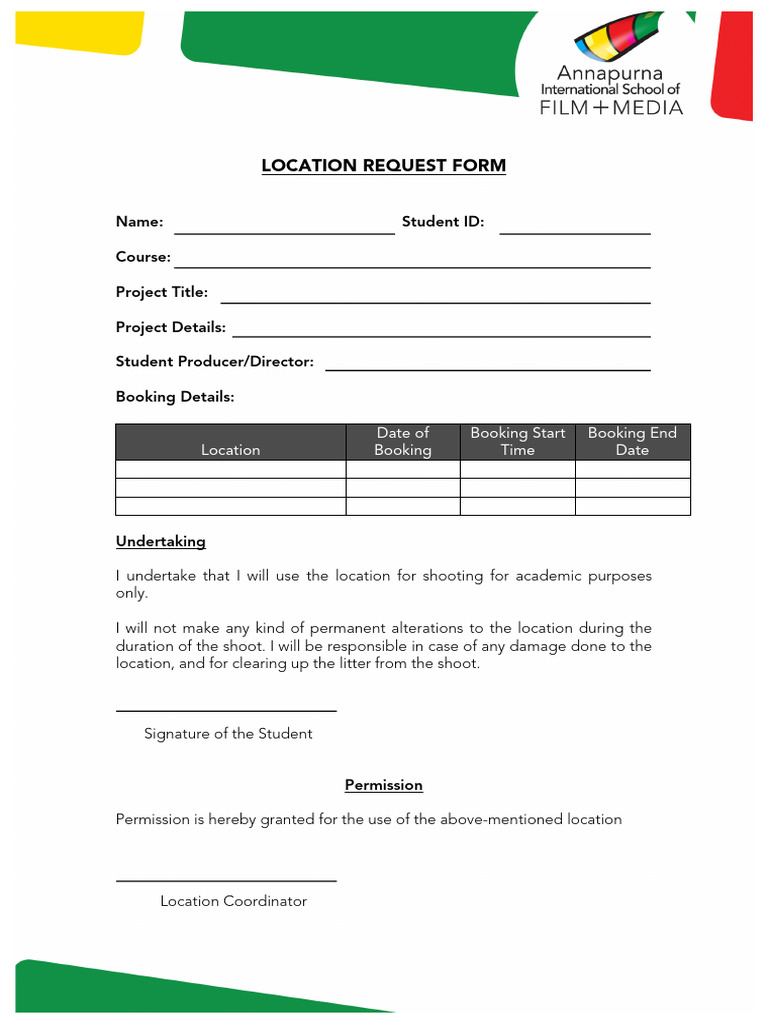 Location Request Form for Students | PDF