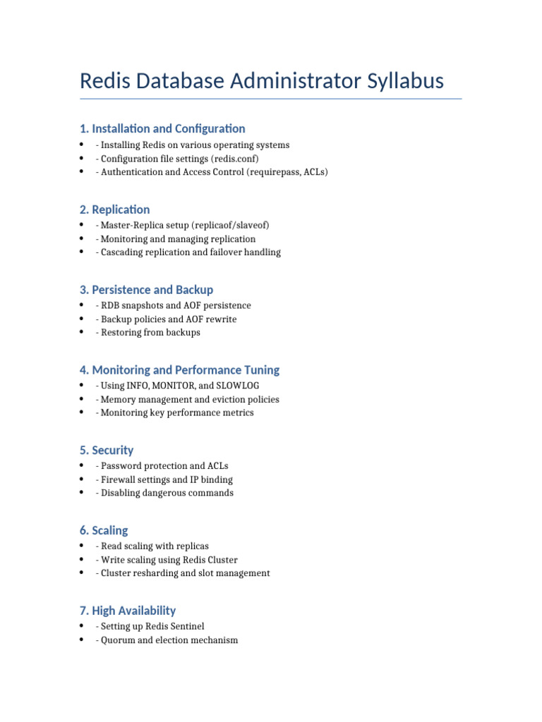 Redis DBA Syllabus | PDF