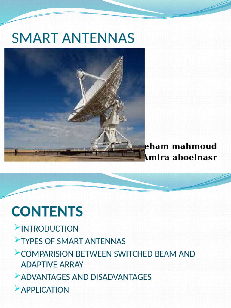SMART-ANTENNAS-presentation On The Topic | PDF | Antenna (Radio) | Matrix (Mathematics)