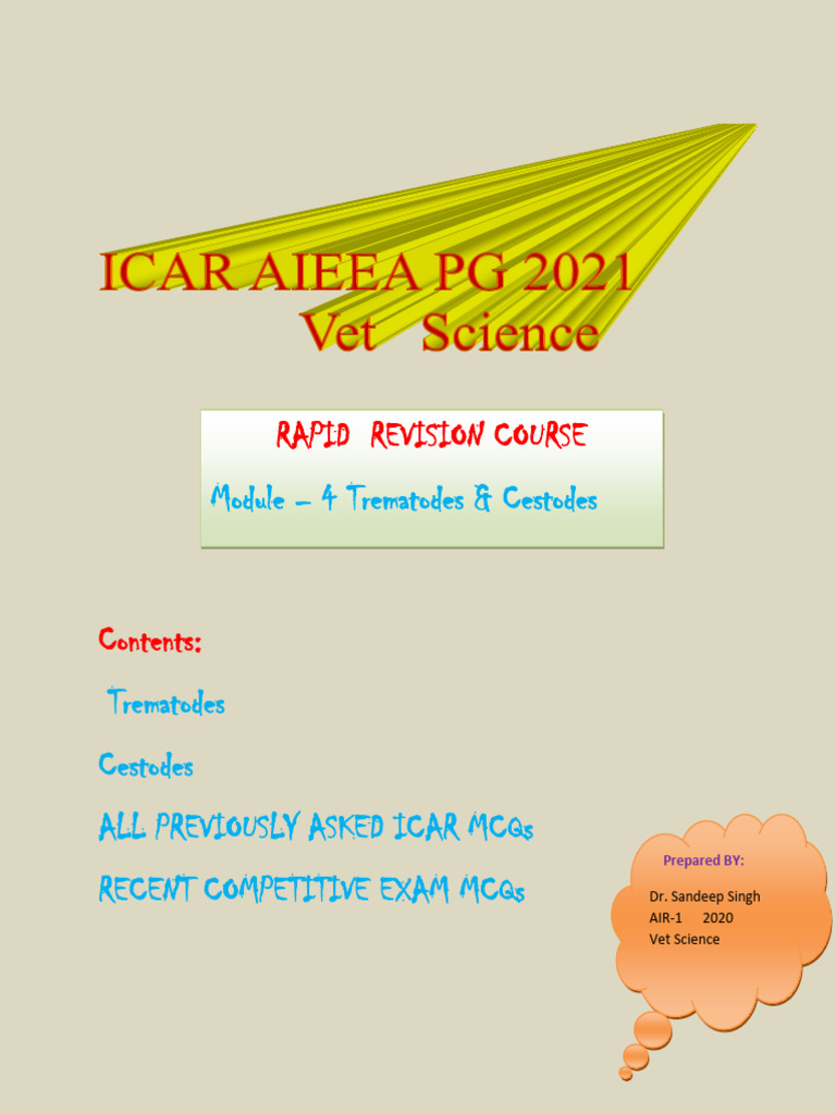 Trematodes and Cestodes MCQs Guide | PDF | Parasitology | Medical ...