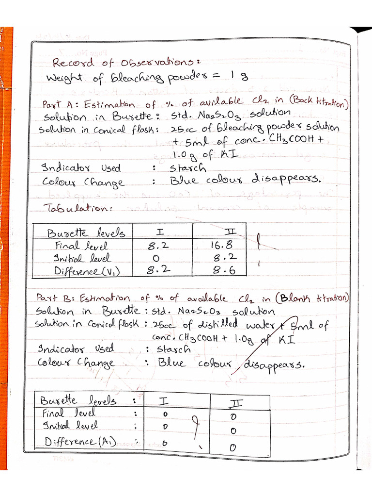 Chlorine in Bleaching Powder | PDF