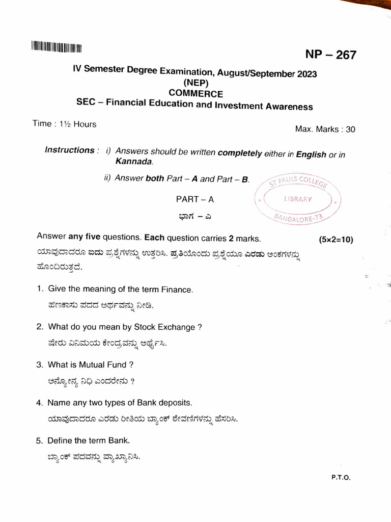 Financial Education and Investment Awareness (NEP-2023) | PDF
