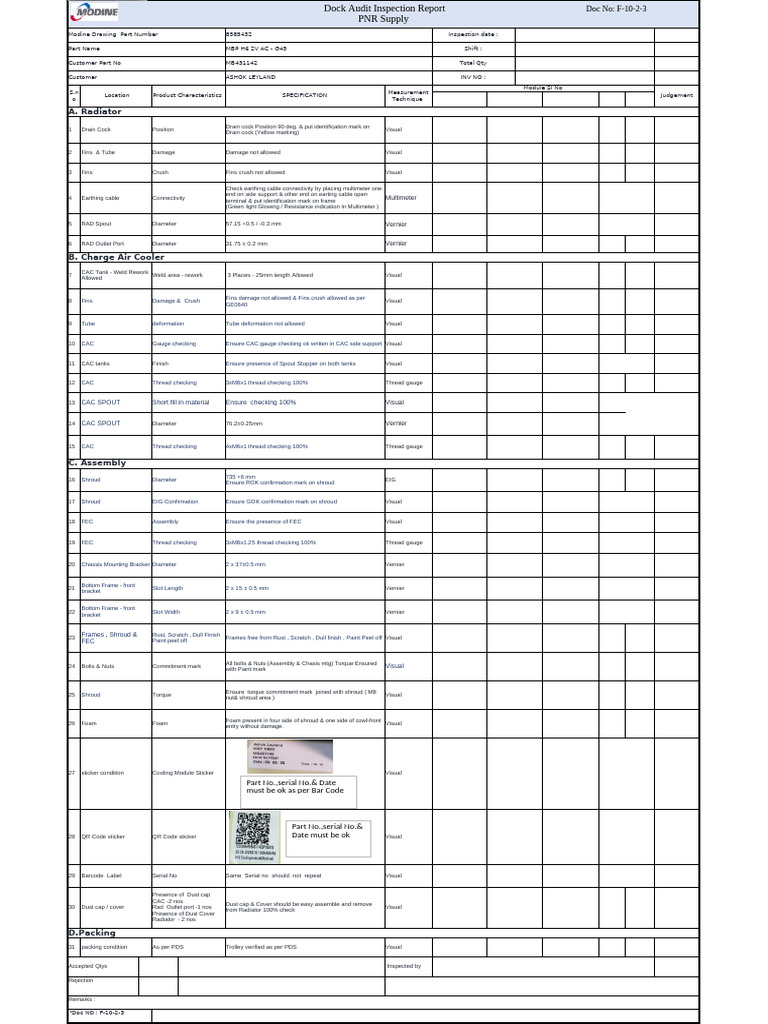 Dock Audit Inspection Checklist | PDF