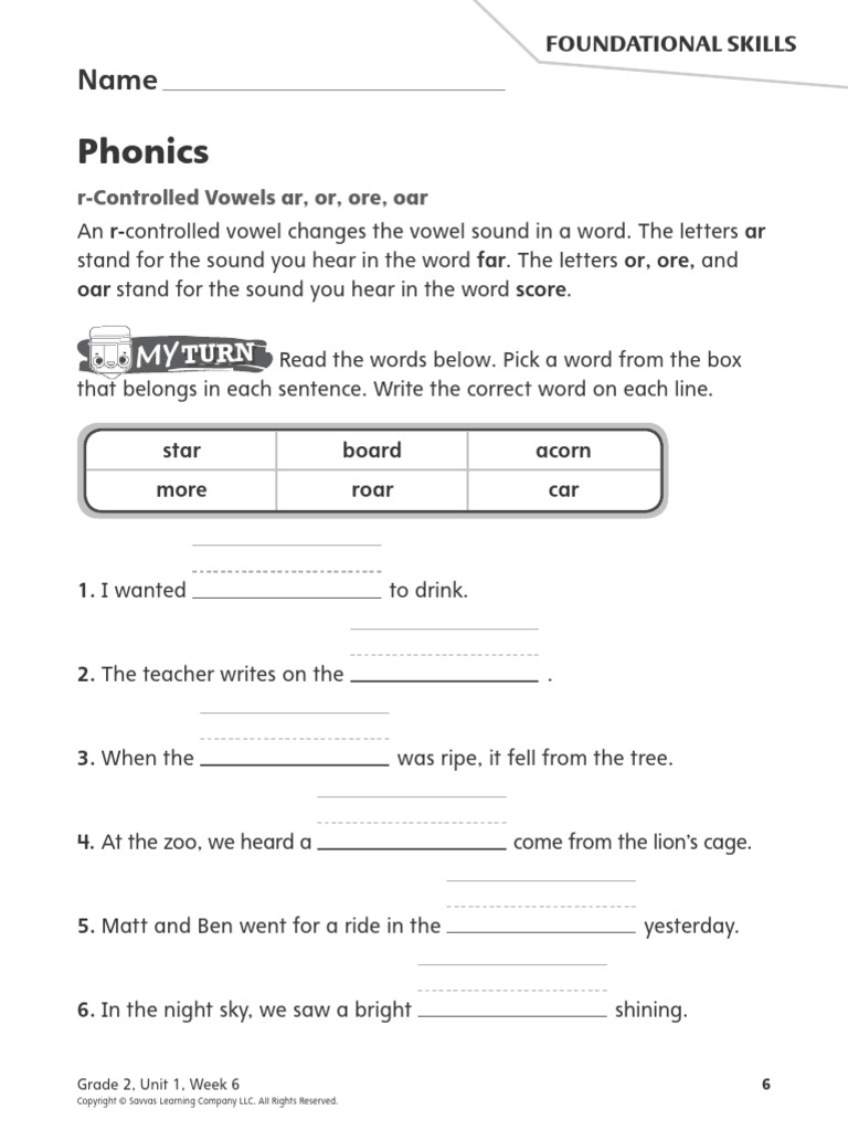 MV20 G2U1W6 Word Work Phonics Practice Lessons Web | PDF